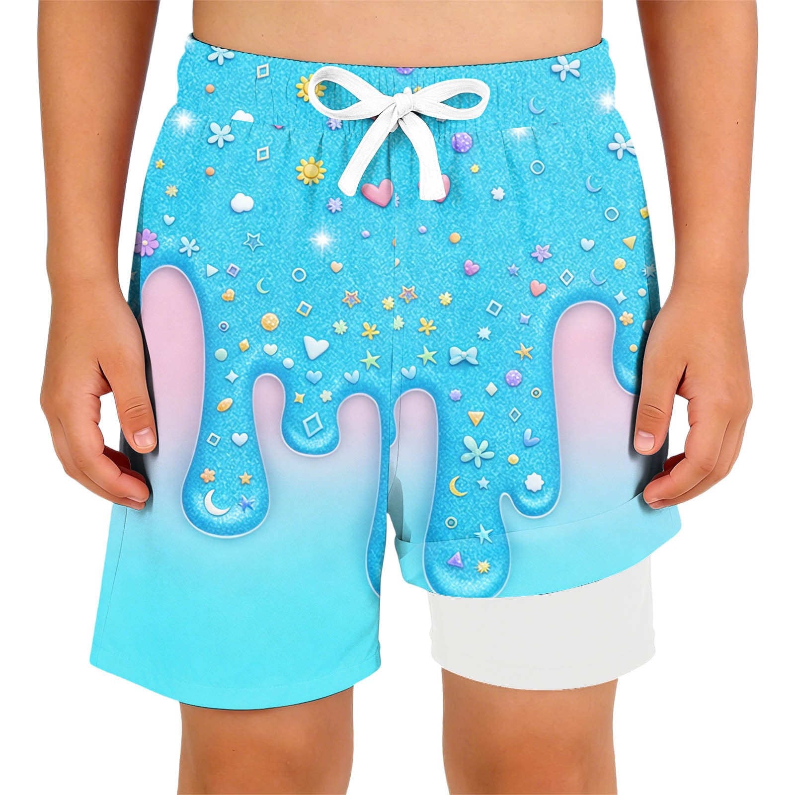 Angala Toddler Boys Shorts Double Layer Elastic Waist Ice Cream Print ...