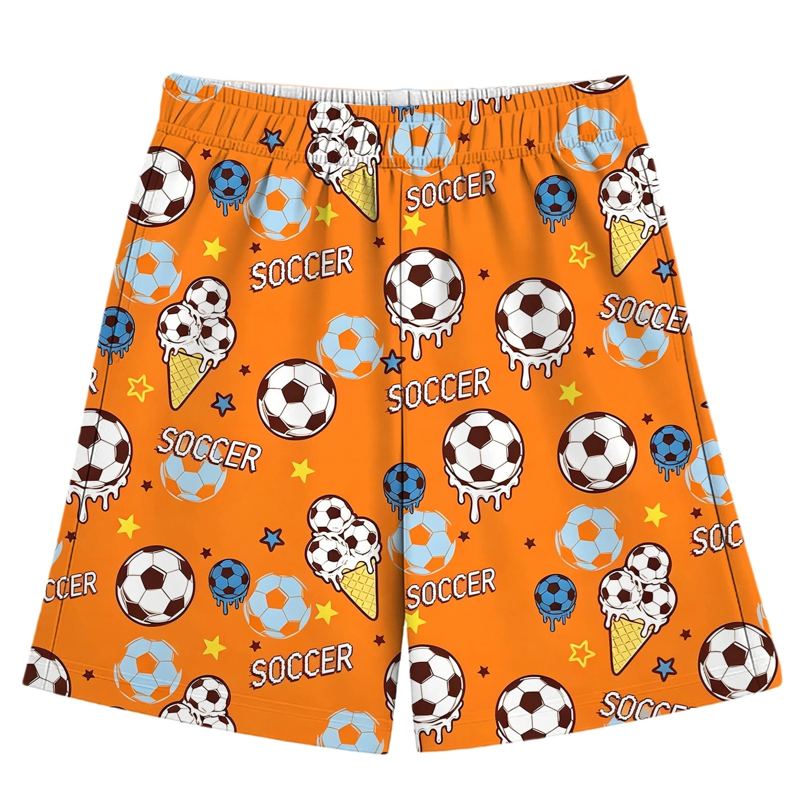 Angala Toddler Boys Shorts Elastic Waist Soccer Print Running Shorts ...