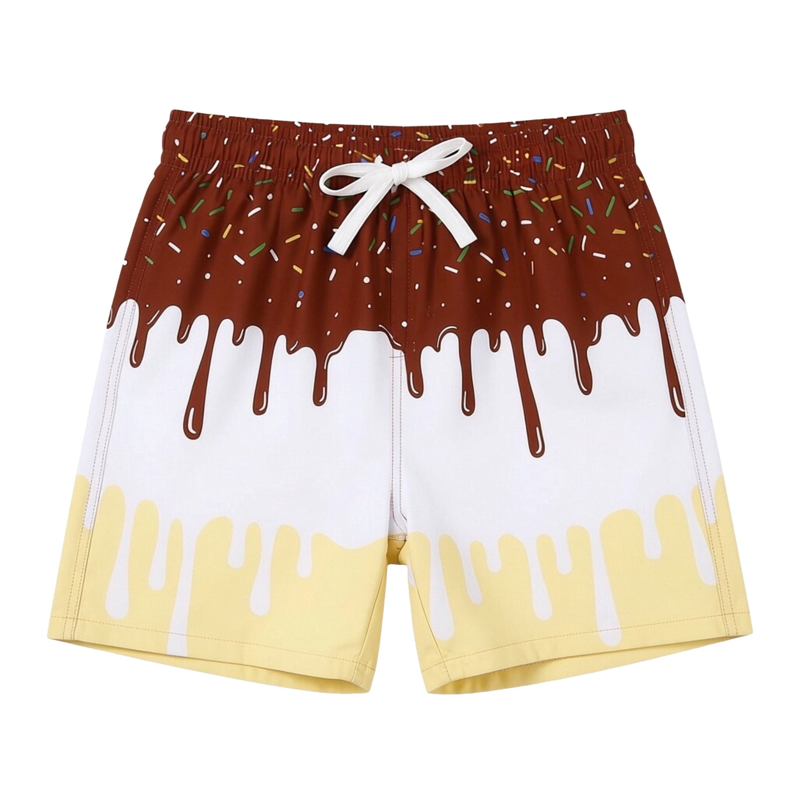 Angala Toddler Boys Shorts Ice Cream Print Elastic Waist Swim Trunks ...