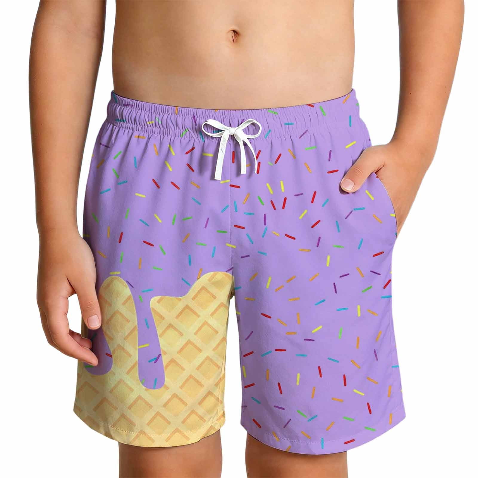 Angala Toddler Boys Shorts Ice Cream Print Elastic Waist Swim Trunks ...