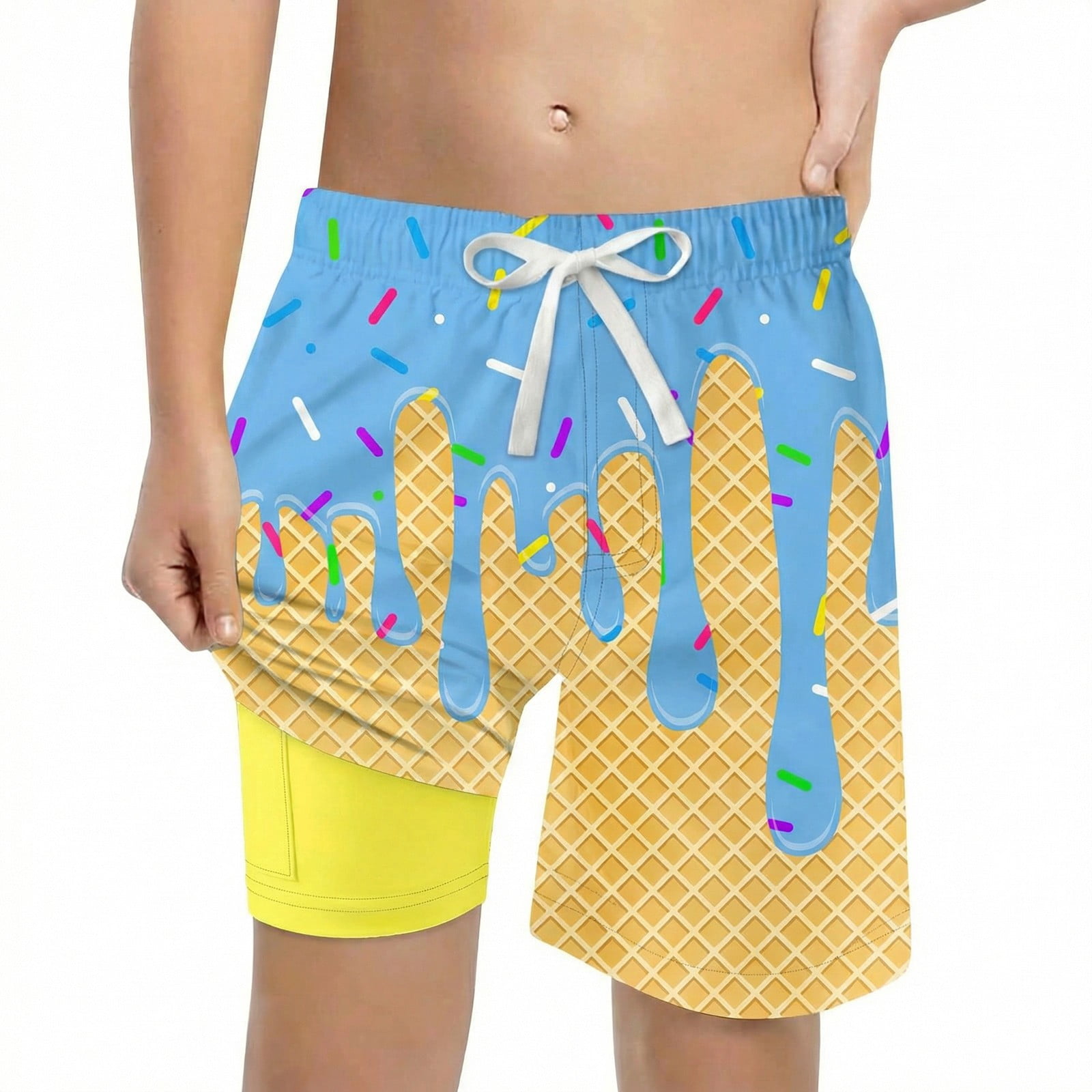 Angala Toddler Boys Shorts Ice Cream Print Elastic Waist Swim Trunks ...