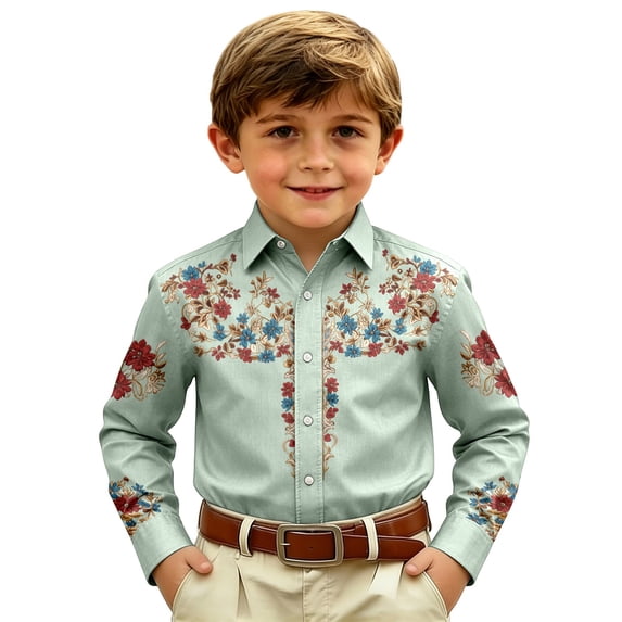 Angala Toddler Boys Tees Long Sleeve Shirts Button Down Lapel Neck ...