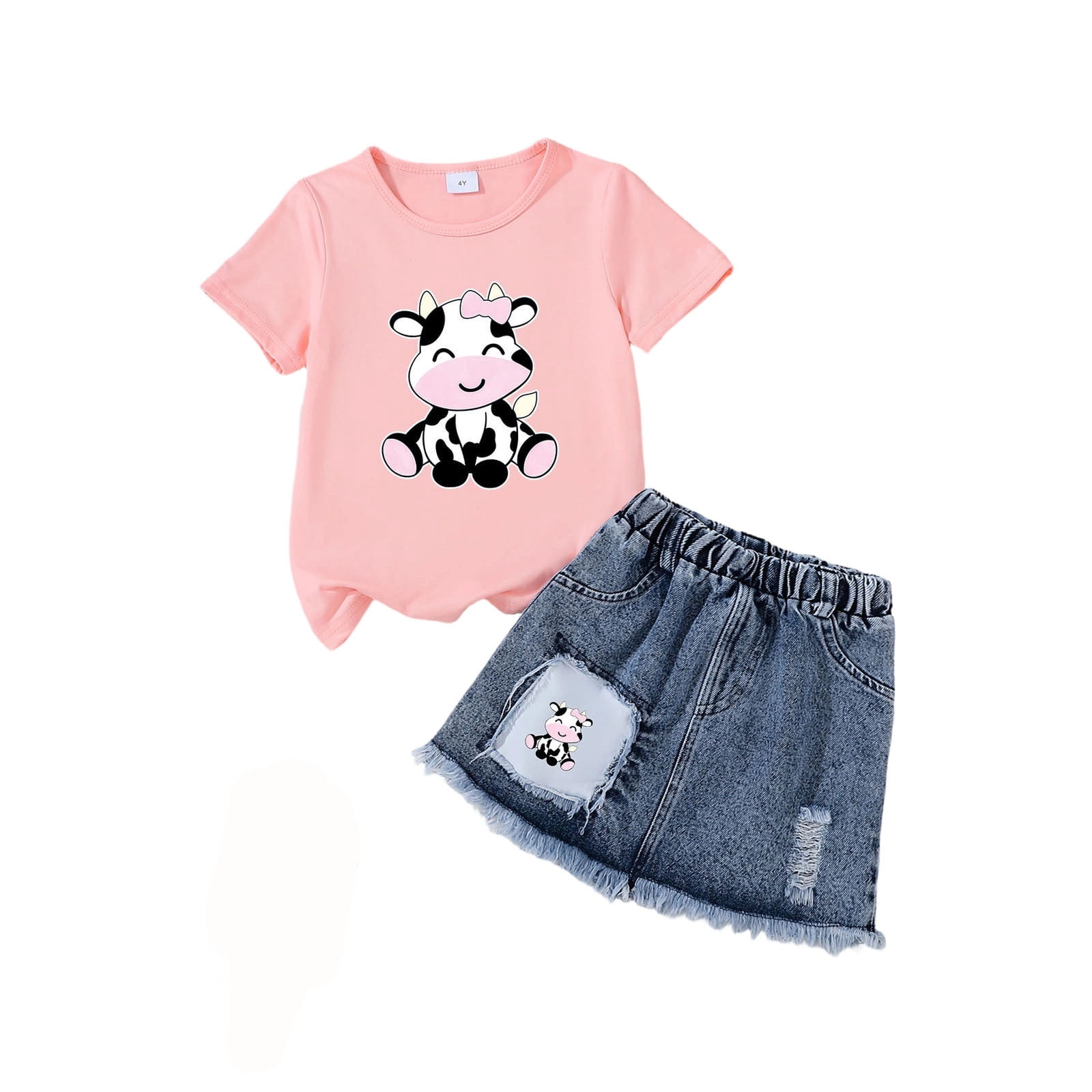 Angala Toddler Clothes Sets Crew Neck Short Sleeve Cartoon Print Tops ...