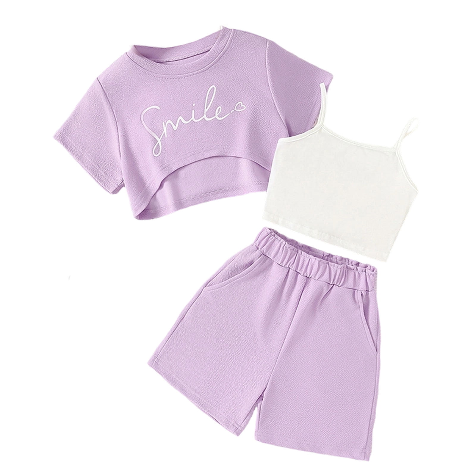 Angala Toddler Clothes Sets Crew Neck Short Sleeve Letter Print Tops ...