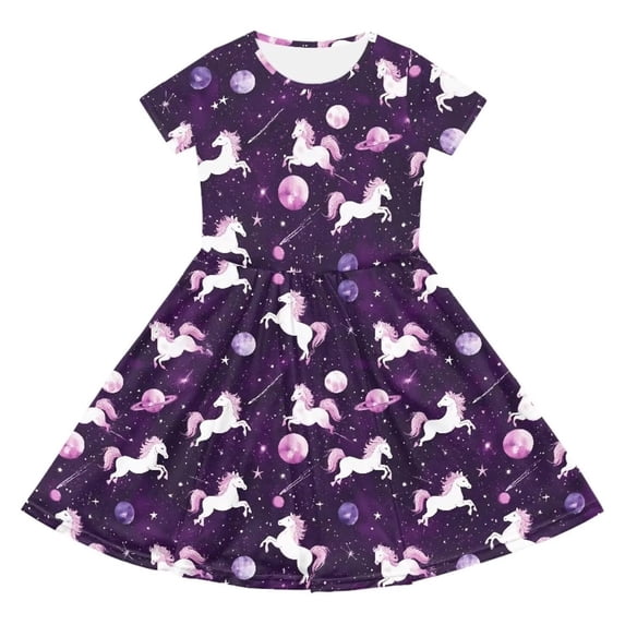 Angala Toddler Girls Dresses A Line Dresses Long Sleeve Crew Neck ...