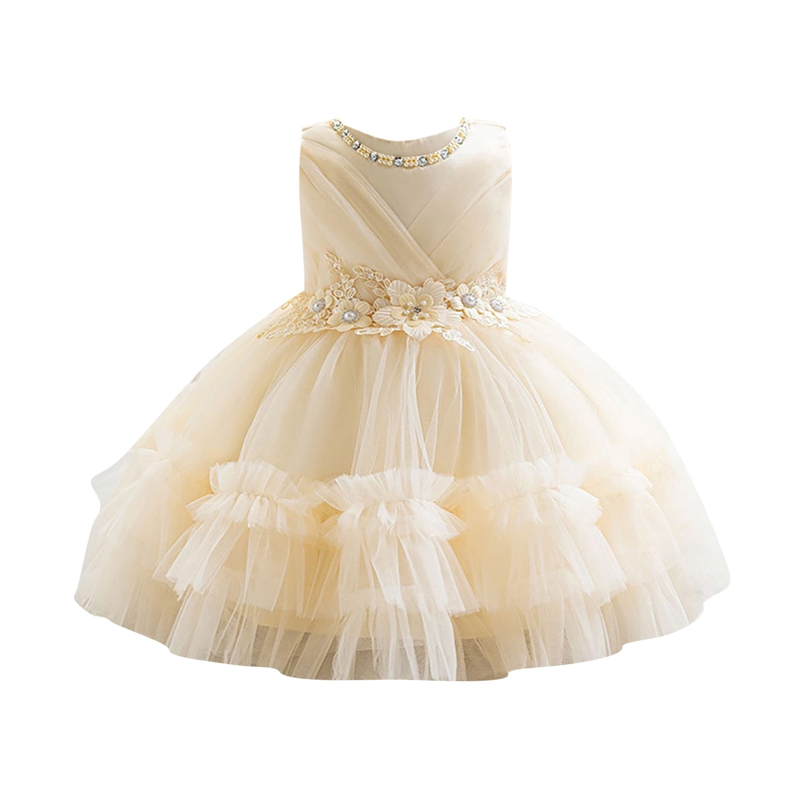Angala Toddler Girls Dresses Appliques Ball Gown Midi Dresses Elegant ...