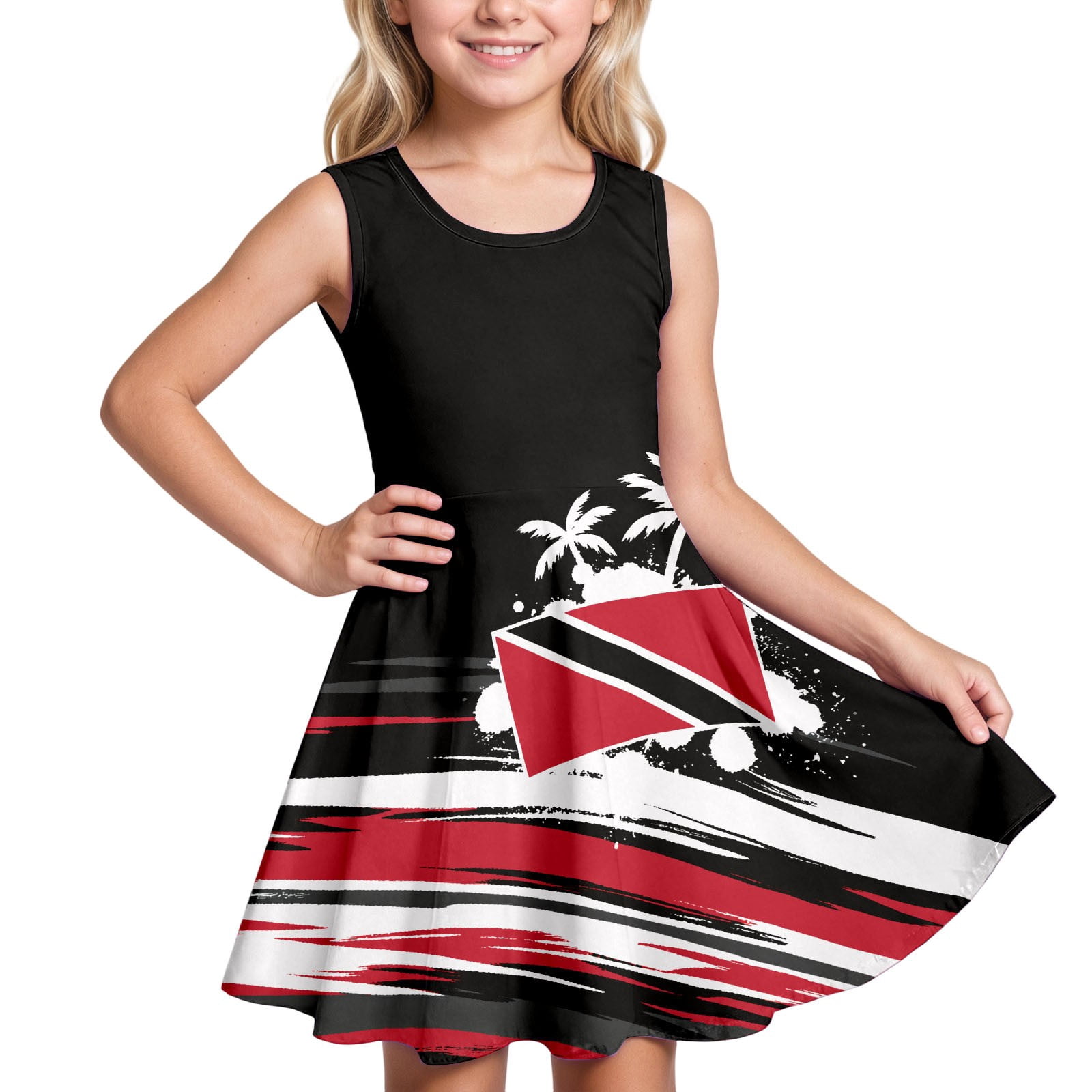 Angala Toddler Girls Dresses Crew Neck A Line Dresses Sleeveless ...