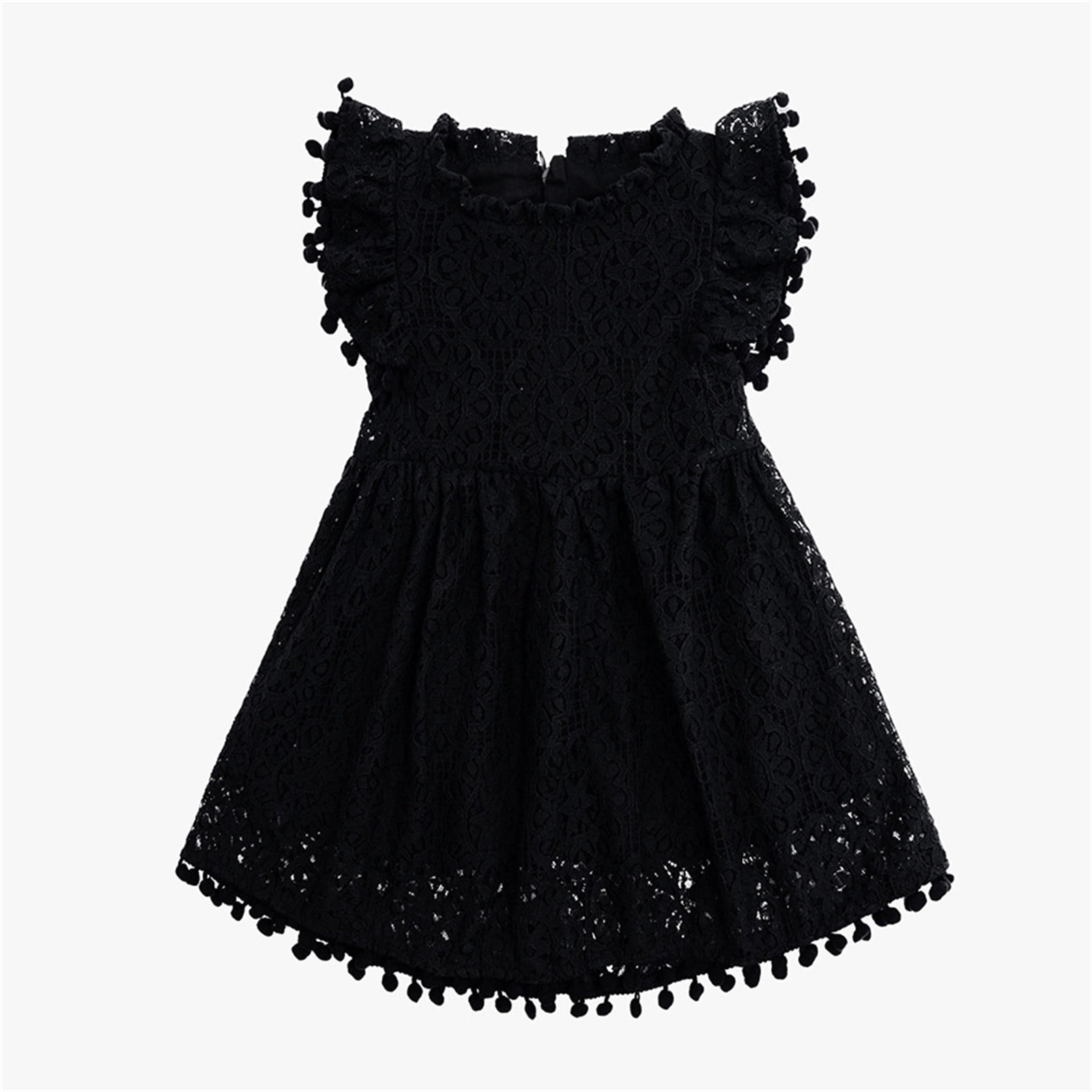 Angala Toddler Girls Dresses A Line Dresses Short Sleeve Crew Neck Lace ...