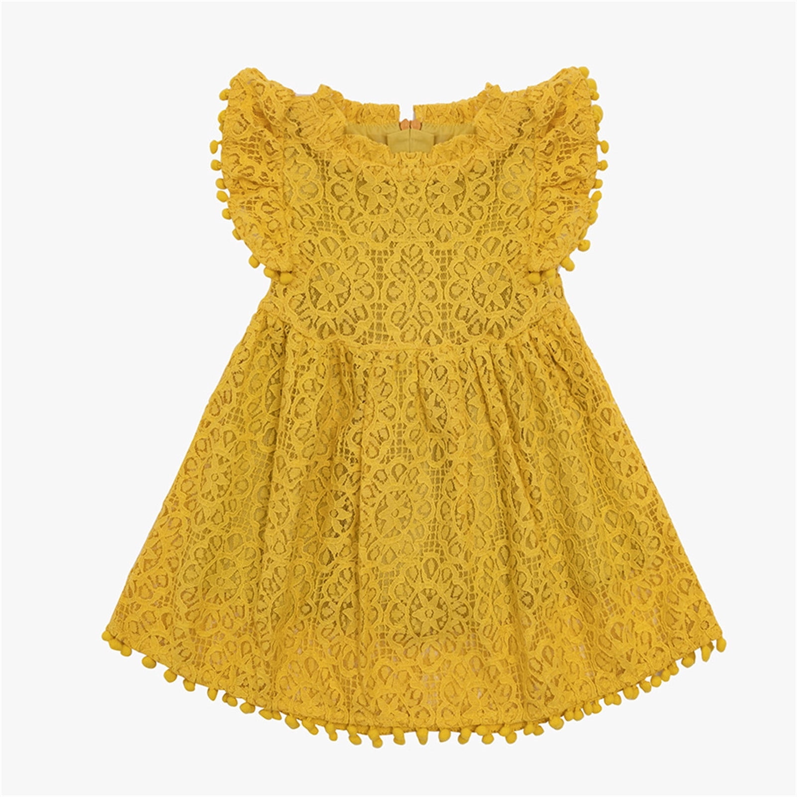 Angala Toddler Girls Dresses A Line Dresses Short Sleeve Crew Neck Lace ...