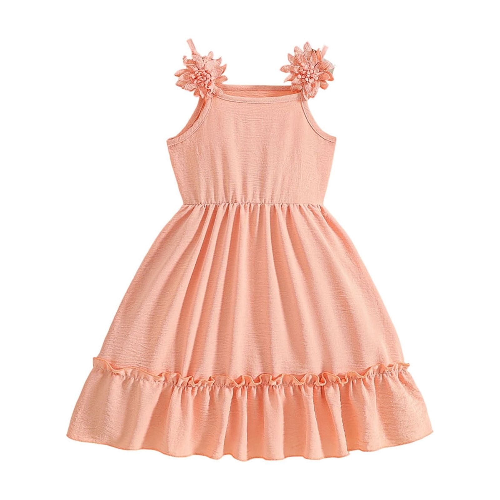 Angala Toddler Girls Dresses Solid A Line Midi Dresses Halter ...