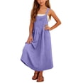 Angala Toddler Girls Dresses Square Neck Long Dresses Sleeveless Solid ...