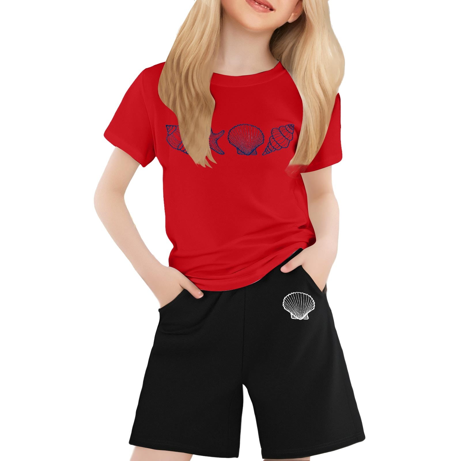Angala Toddler Girls Outfit Sets Short Sleeve Crew Neck Graphic Print ...