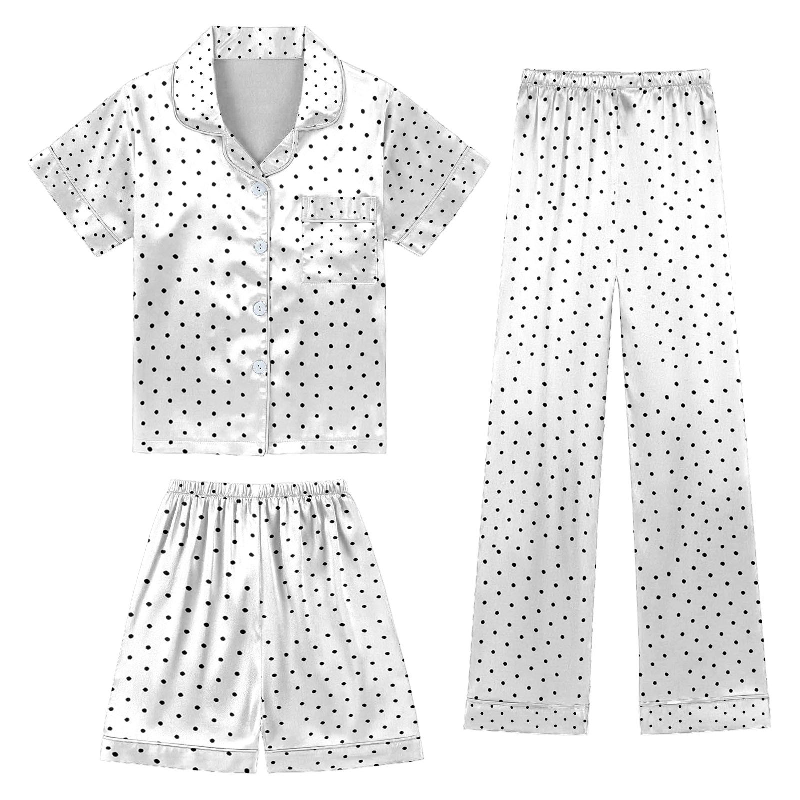 Angala Toddler Girls Sets Shorts Sleeve Lapel Neck Polka Dots Button ...