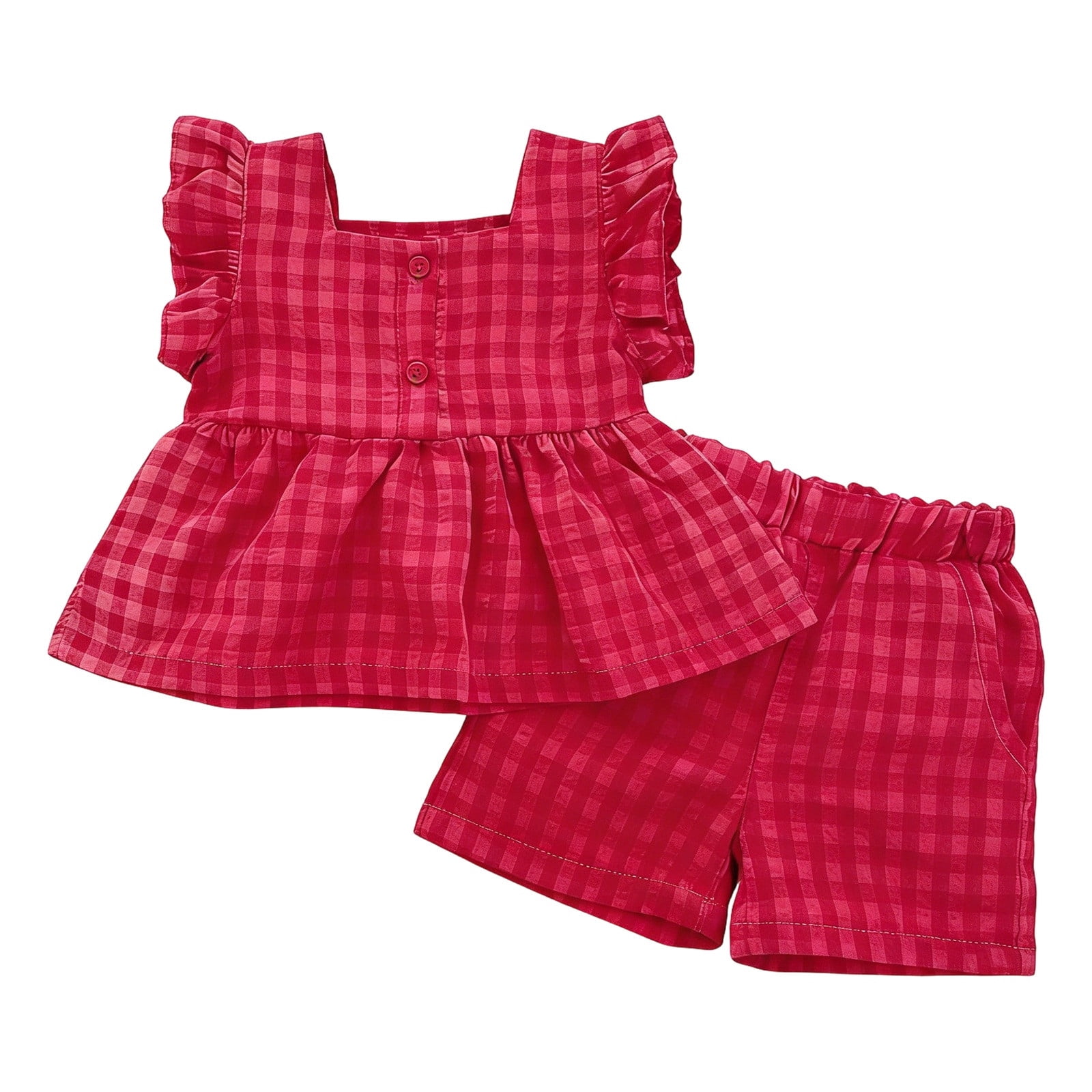 Angala Toddler Girls Sets Square Neck Sleeveless Striped Tops With ...