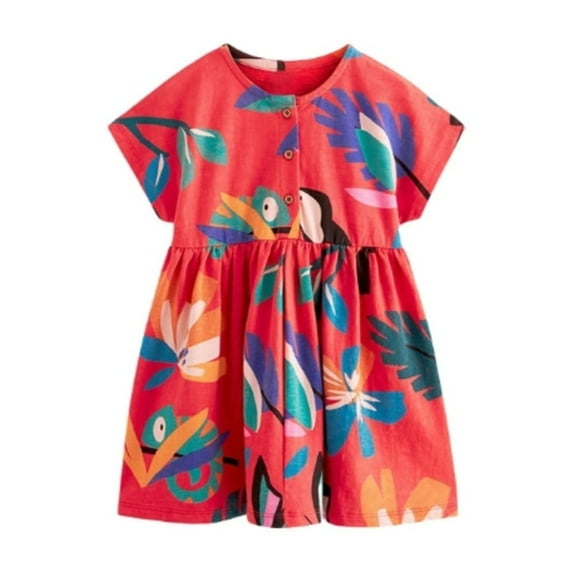 Angala Toddler Girls Short Sleeve Prints Dress Dance Party Dresses ...