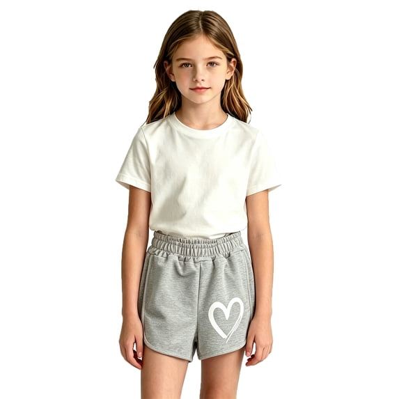 Angala Toddler Girls Shorts Heart Print Shorts Elastic Waist Summer ...