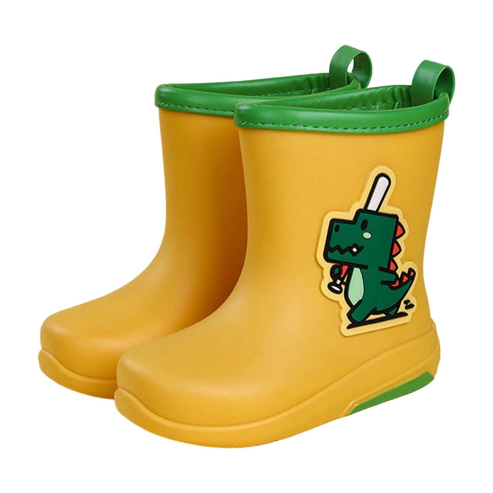 Angala Toddler Rain Boots Mid Calf Cartoon Appliques Waterproof Stylish ...