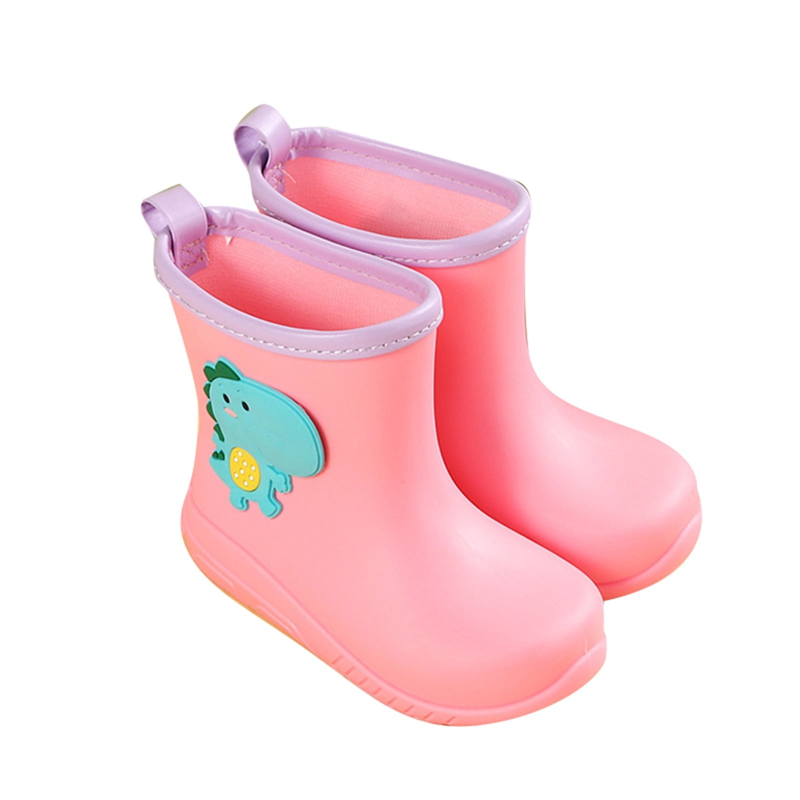 Angala Toddler Rain Boots Mid Calf Cartoon Dinosaur Appliques ...
