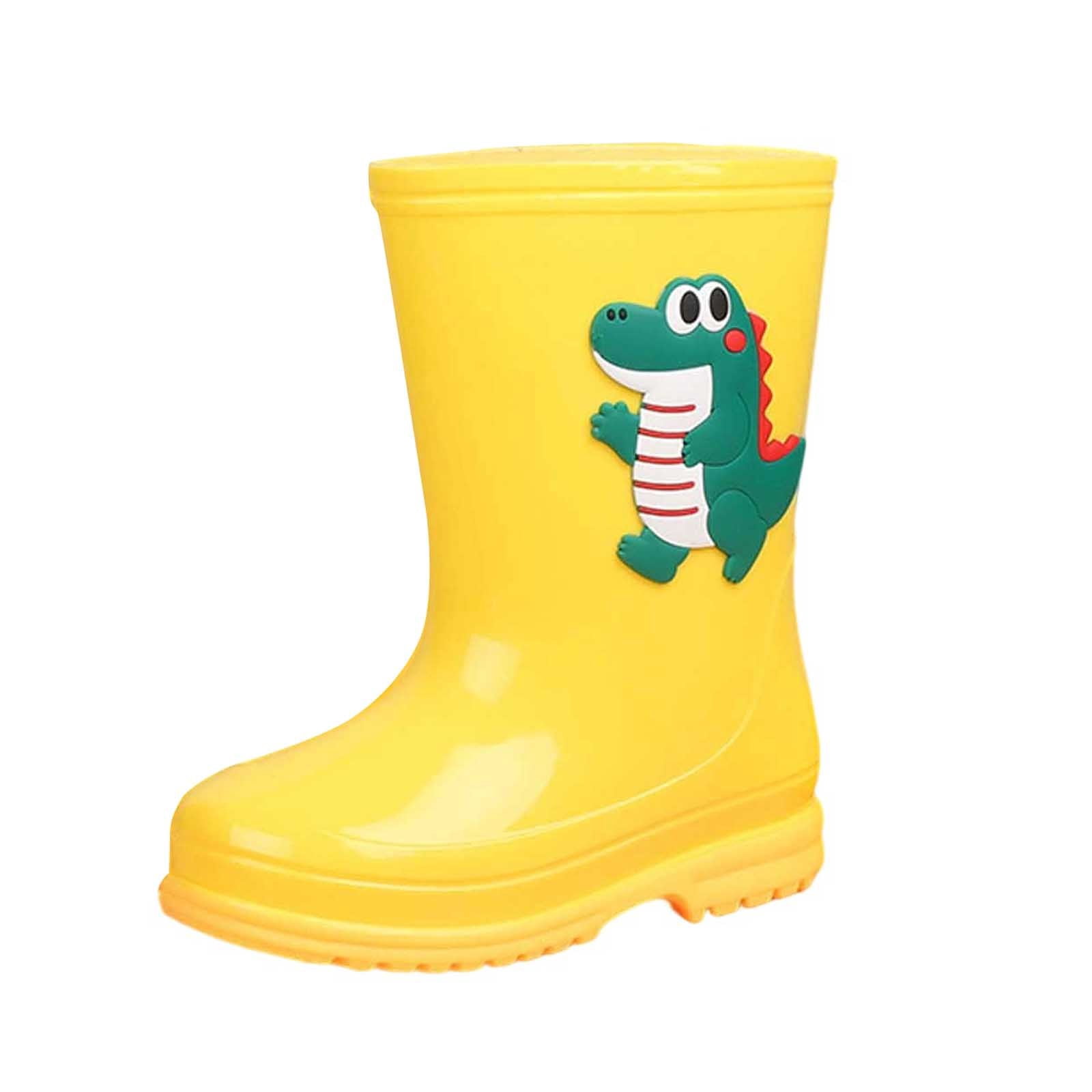 Angala Toddler Rain Boots Mid Calf Cartoon Dinosaur Appliques ...