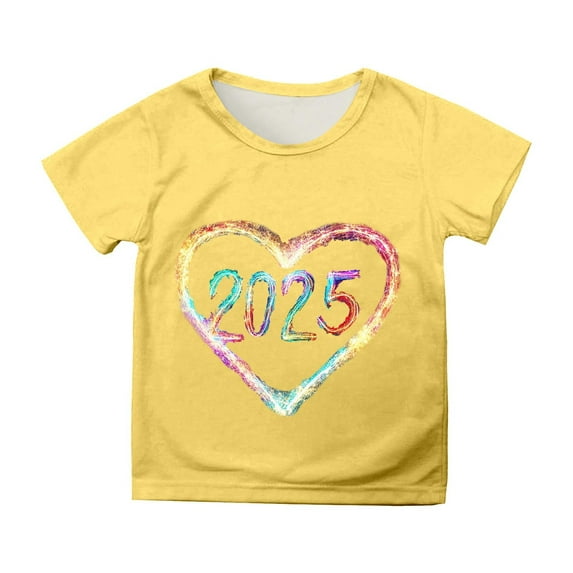 Angala Valentine's Day 2025 New Year Printed Children's Short Sleeved ...