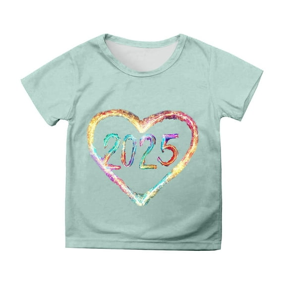 Angala Valentine's Day 2025 New Year Printed Children's Short Sleeved ...