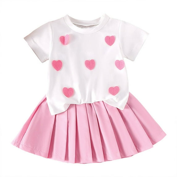 Angala Valentine's Day Baby Girls White Short Sleeved Heart T Shirt ...