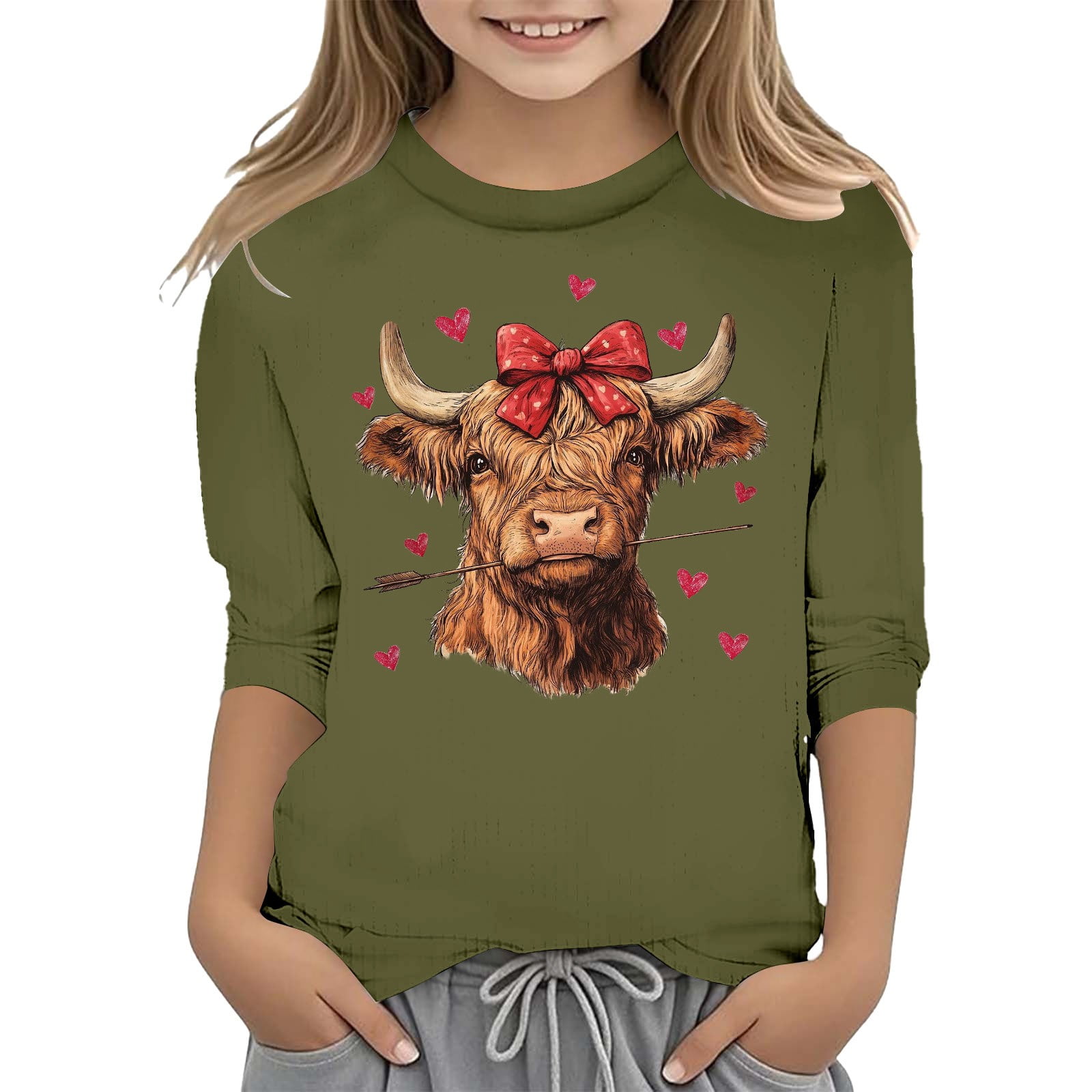 Angala Valentine's Day Girls' Fashion T Shirt With Cropped Sleeves ...