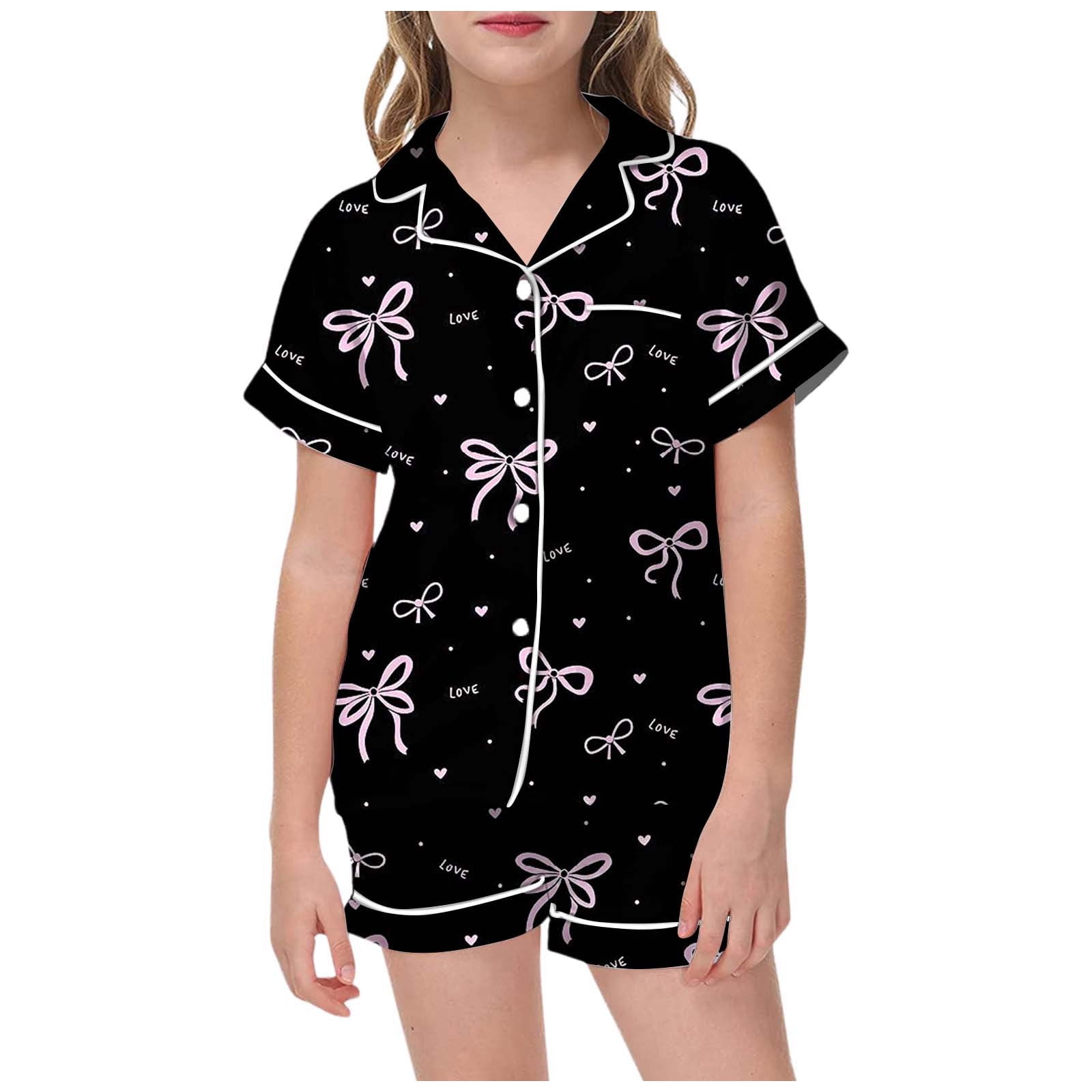 Angala Valentine's Day Pajama For Girls Floral Print Satin Like ...