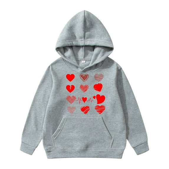 Angala Valentine's Day Print Long Sleeved Children's Hoodie Cozy Stlish ...