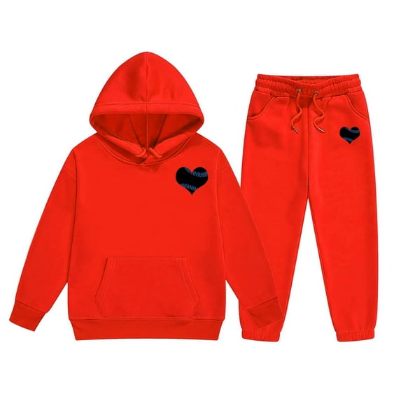 Angala Valentine's Day Reindeer Girls' Hoodie Set Children's Two Piece ...