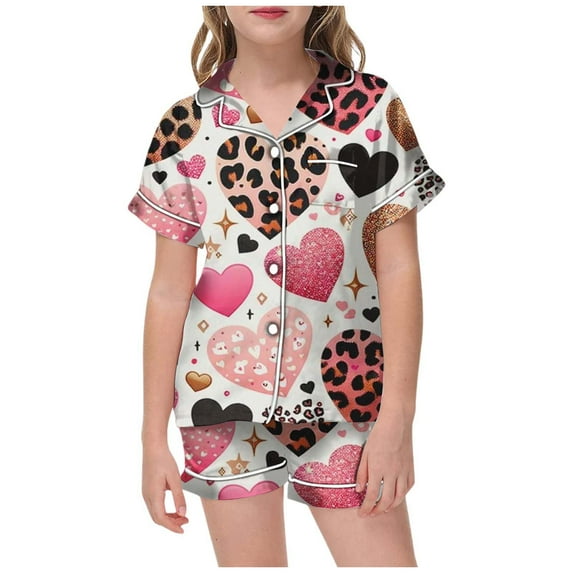 Angala Valentine's Day Valentine's Day Pajama For Girls Floral Print ...