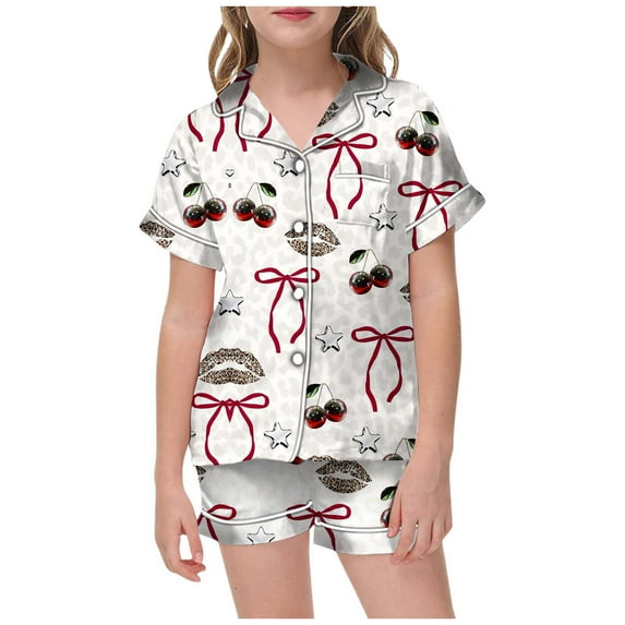 Angala Valentine's Day Valentine's Day Pajama For Girls Floral Print ...