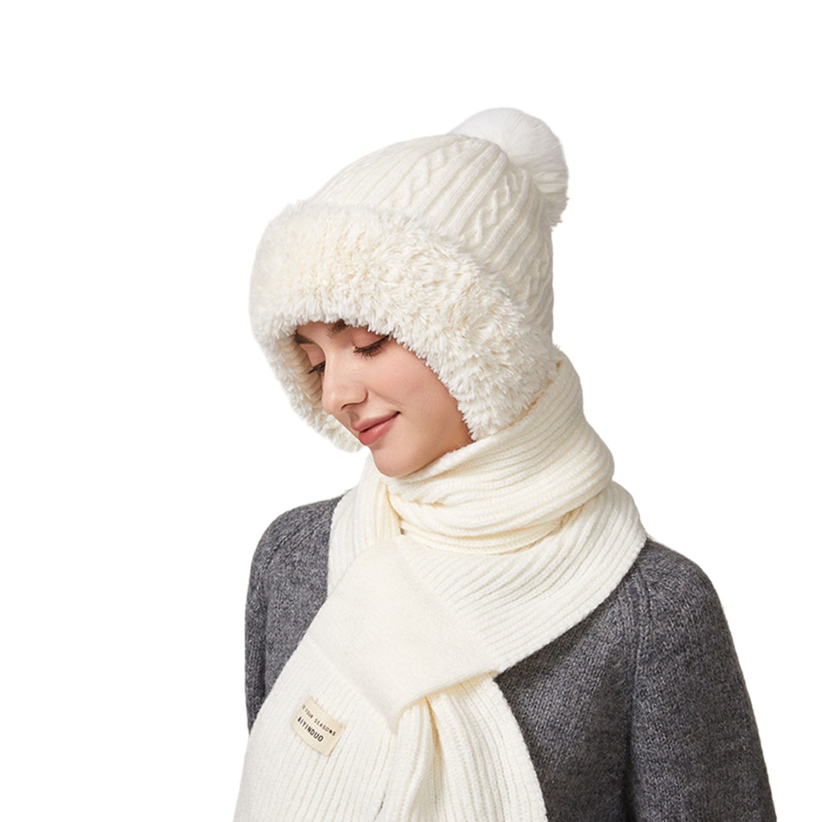 Angala Winter Warmth Knitted Scarf Hat For Cold Weather Outdoor ...
