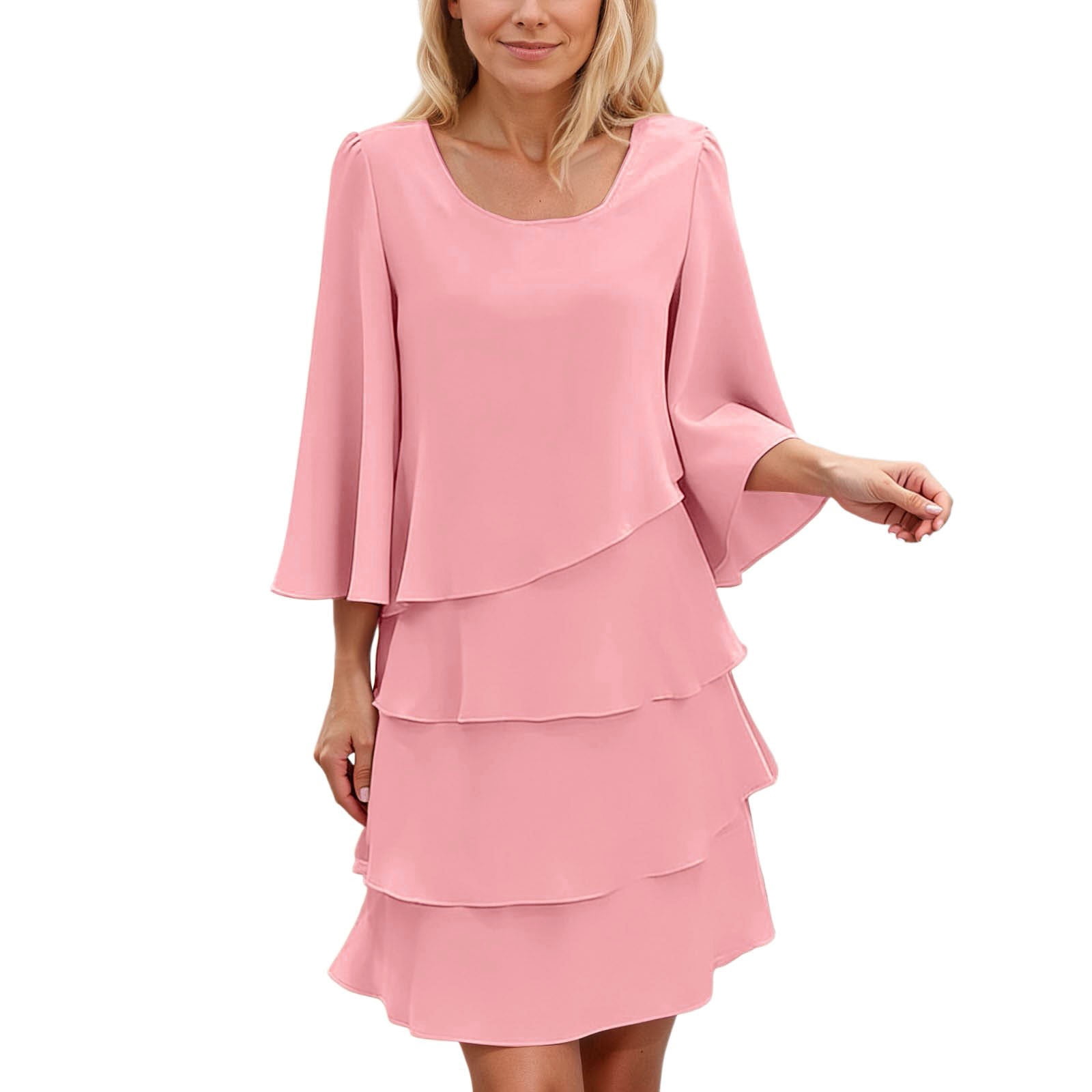 Angala Women Dresses Summer Square Neckline A Line Midi Dresses Solid ...