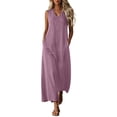 Angala Women Dresses Summer V Neck A Line Maxi Dresses Solid Sleeveless ...