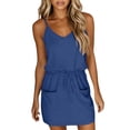 Angala Women Dresses V Neck A Line Midi Dresses Solid Sleeveless ...