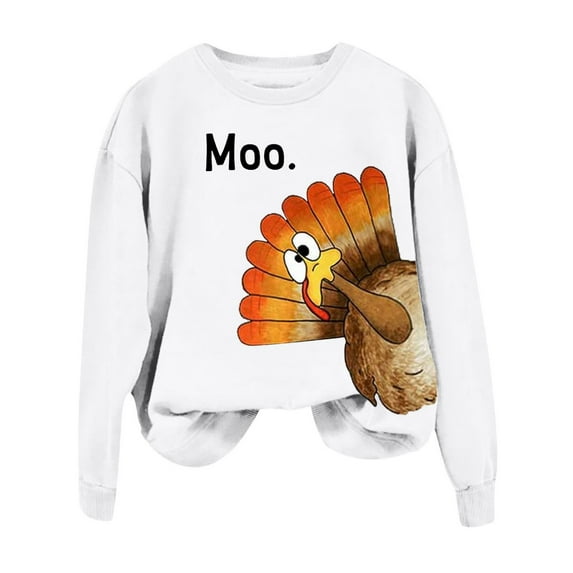 Angala Women'S Thanksgiving Funny Turkey Printed Loose Fall Long Sleeve ...
