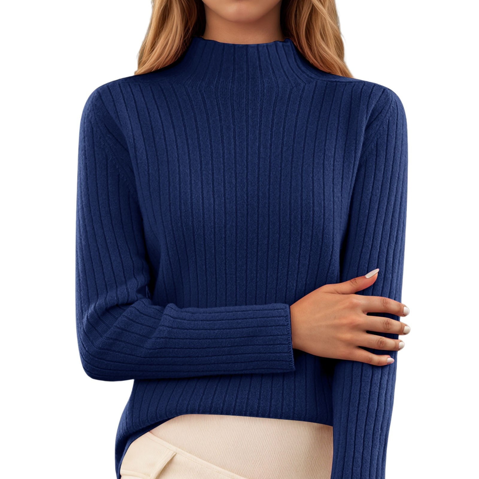 Angala Women's Knit Sweater Pullover Turtleneck Top Casual Wear Soft ...