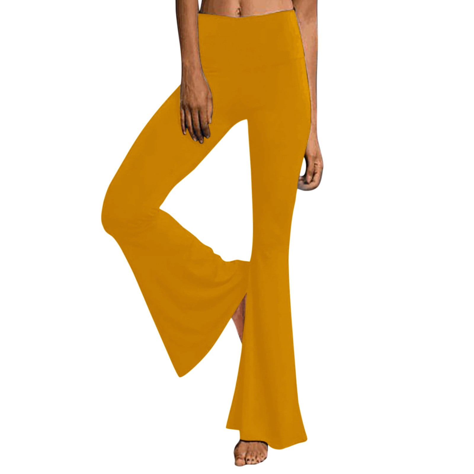 Angala Womens Casual Pants High Comfort Waist Solid Palazzo Pants Slim ...