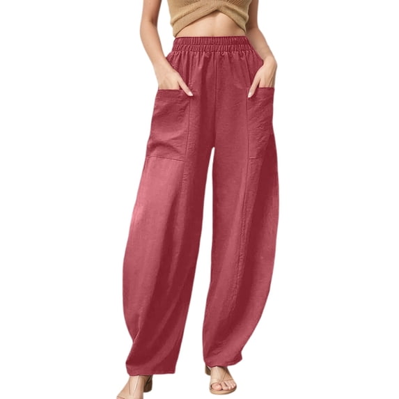 Angala Womens Casual Pants High Elastic Waist Pants Joggers Solid ...
