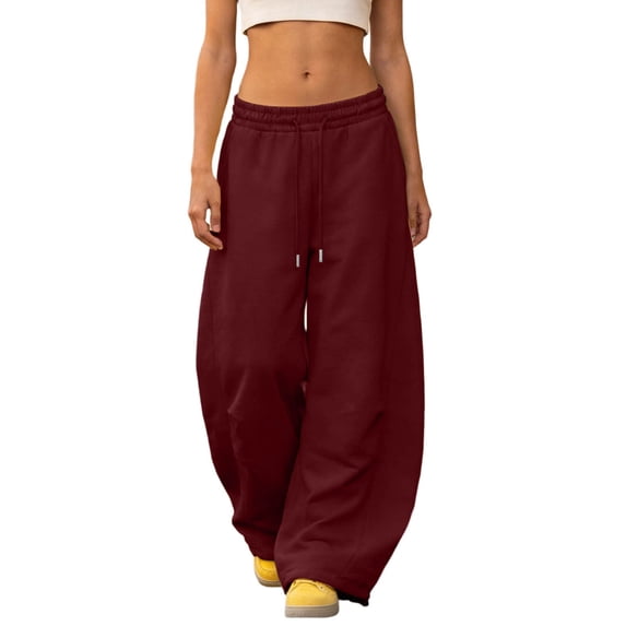 Angala Womens Casual Pants High Elastic Waist Pants Wide Leg Solid ...