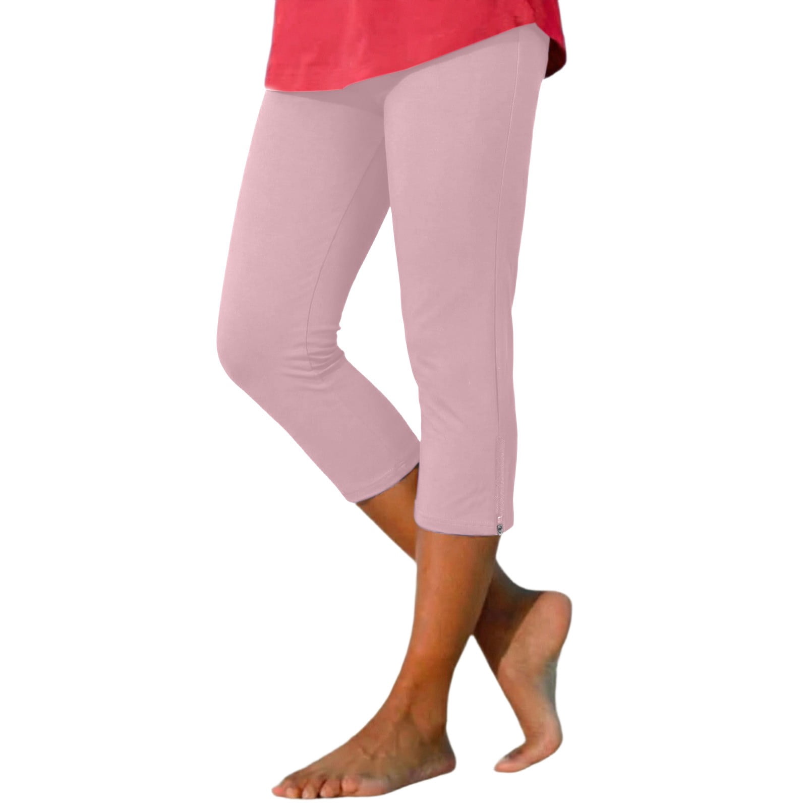 Angala Womens Casual Pants Slim Leg Cropped Pants Solid High Comfort ...