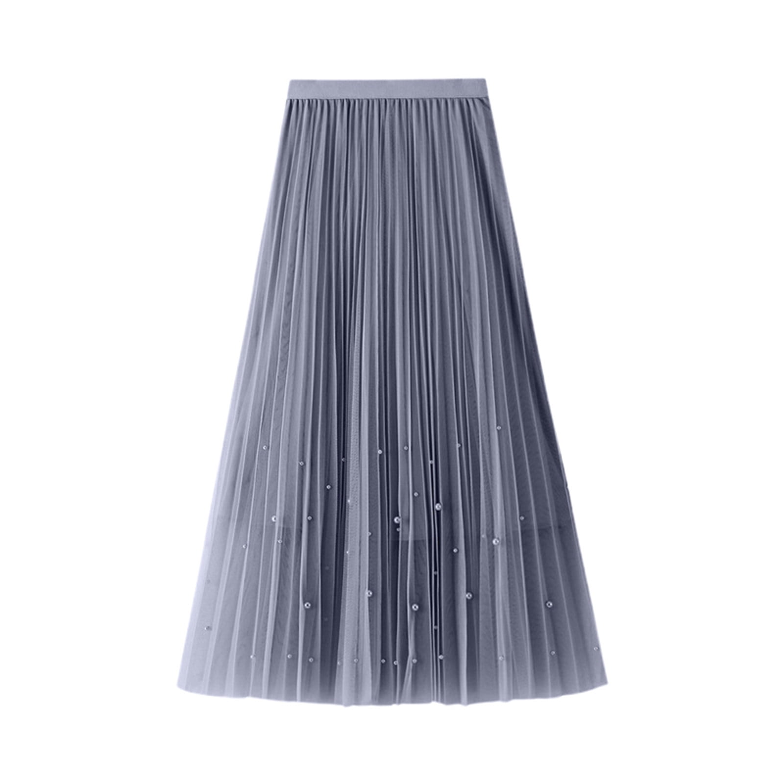 Angala Womens Mesh Pleated Maxi Skirts High Waist Summer Fairy Flowing ...