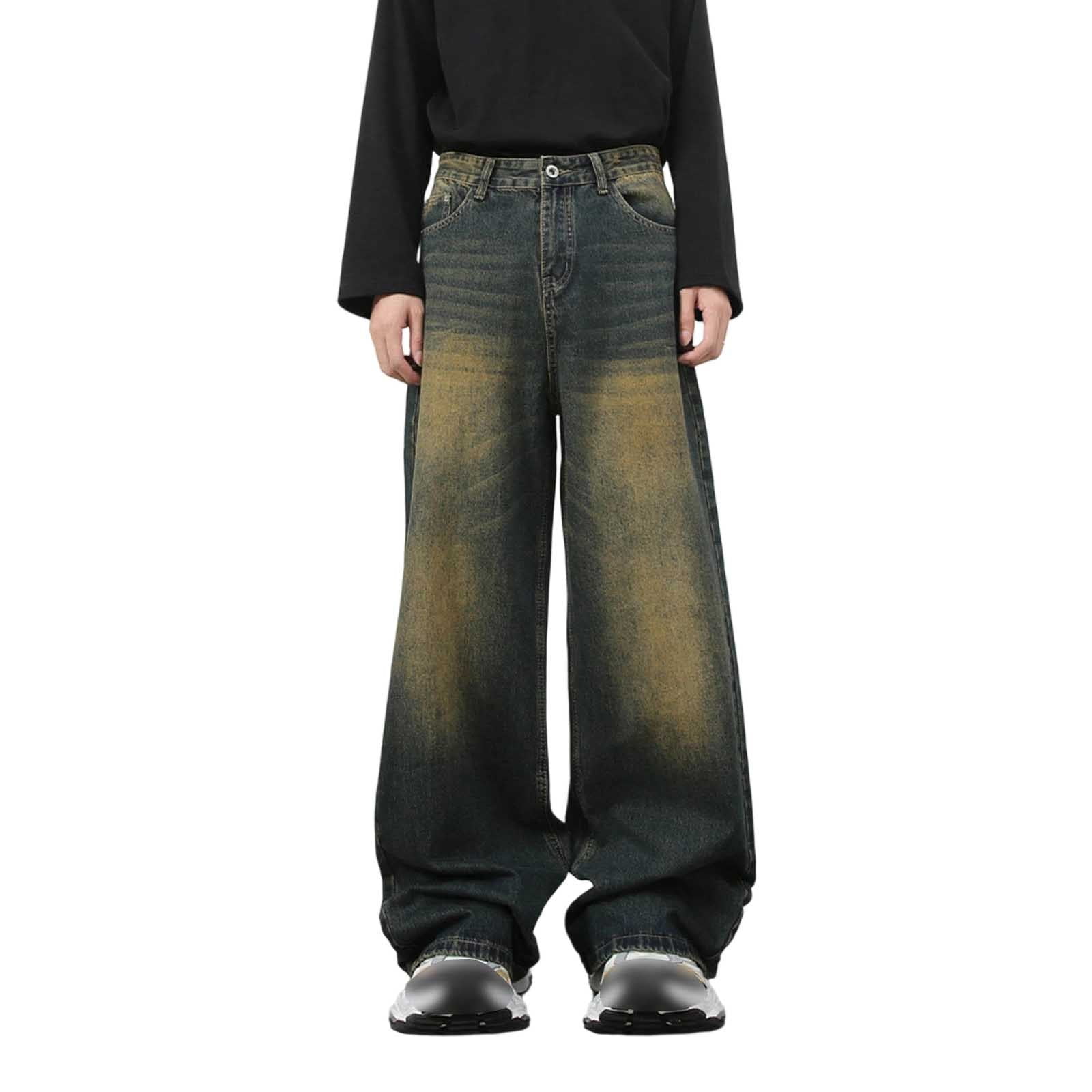 Angala Womens Pants High Drop Waist Solid Denim Palazzo Pants Wide Leg ...