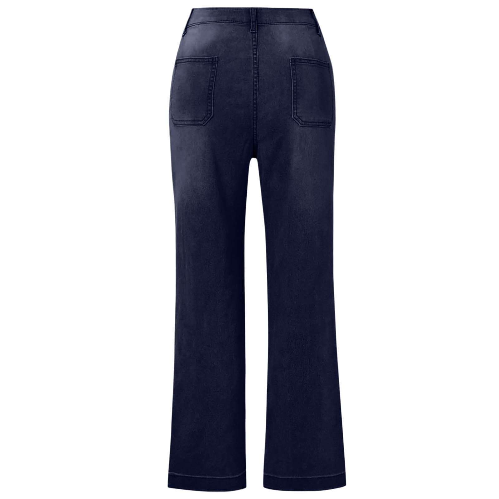 Angala Womens Pants Solid High Drop Waist Jean Pants Straight Wide Leg ...