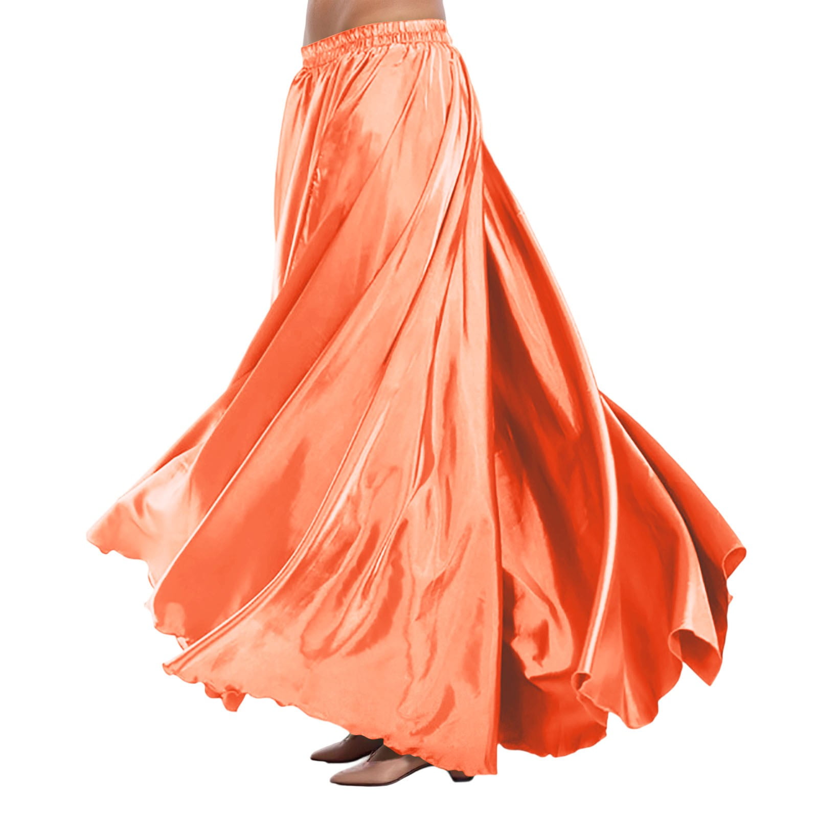 Angala Womens Skirts Pleated Maxi Skirts Solid Elastic Waist Summer ...