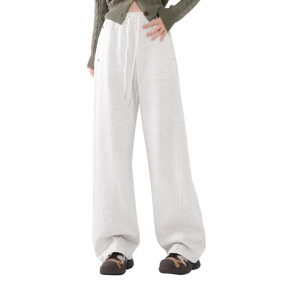 Angala Womens Summer Pants Solid High Elastic Waist Palazzo Pants Wide ...