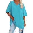 Angala Womens T Shirts V-Neck Short Sleeve Solid Color Blouse Summer ...