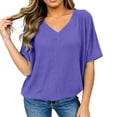 Angala Womens Top V Neck Short Sleeve Blouse Solid Summer Soft ...