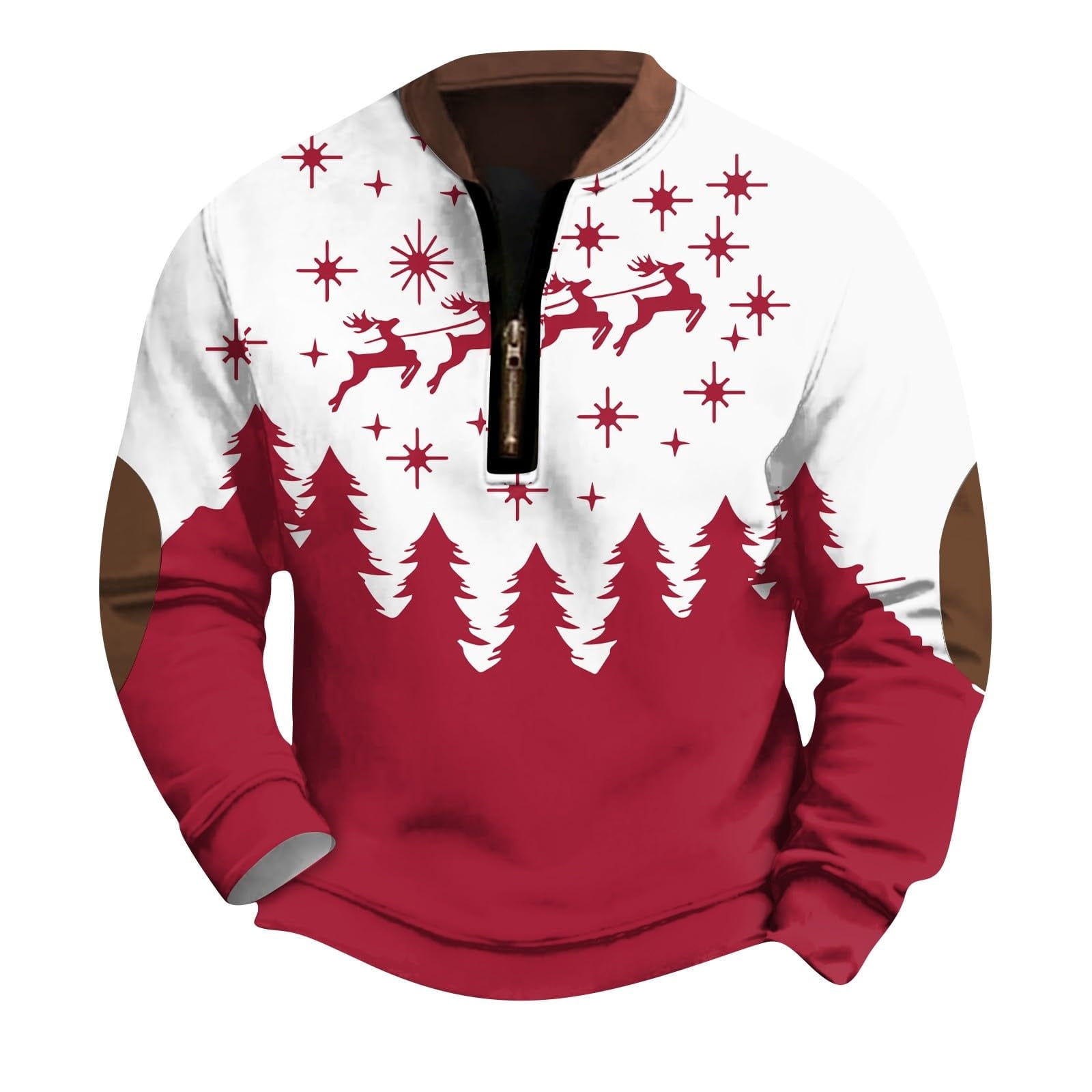 Angala Zip Front Hoodless Sweatshirt Pullover Long Sleeve Crewneck ...